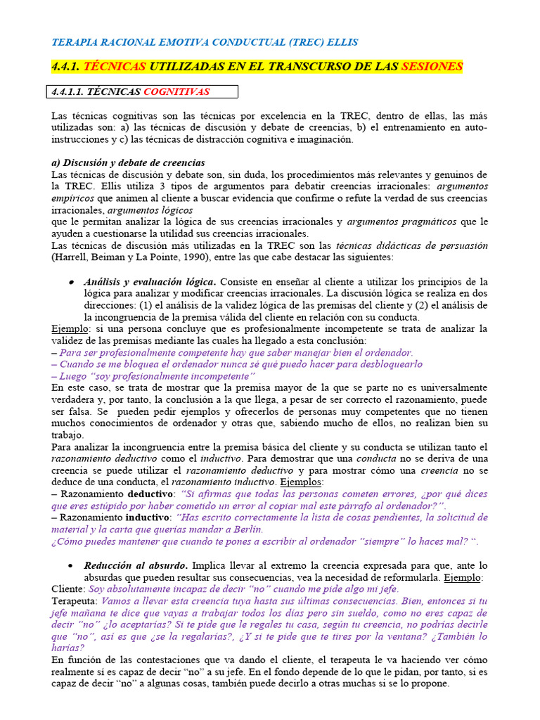 TREC (Ellis) 3 | PDF | Terapia racional de comportamiento emotivo | Las ...