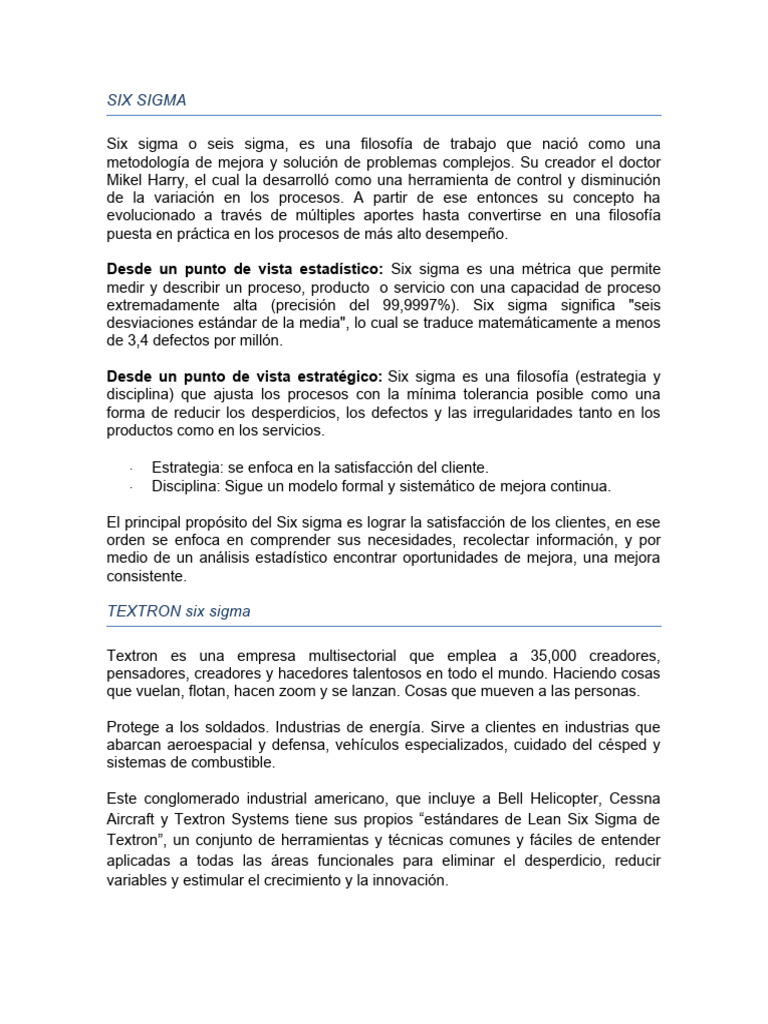 SIX-SIGMA-textron | PDF | Six Sigma