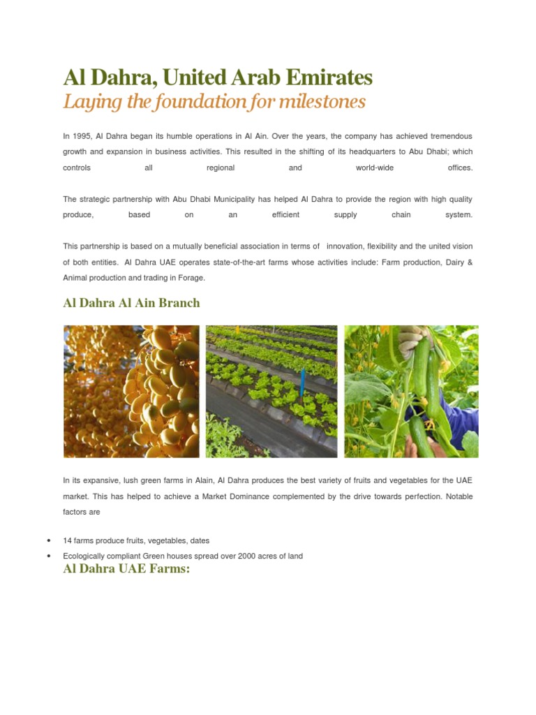 Al Dahra: Growth in Agriculture & Dairy | PDF | Dairy | Manure