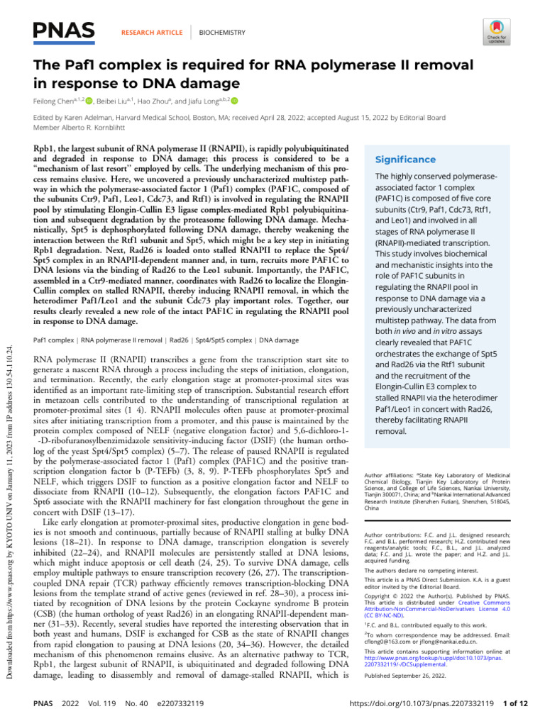Pnas 2207332119 (5478) | PDF | Dna Repair | Ubiquitin