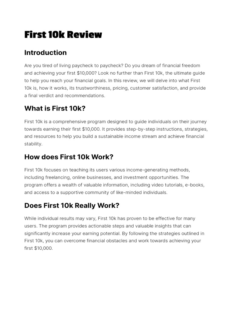 First 10k Review | PDF | Pricing | Investing