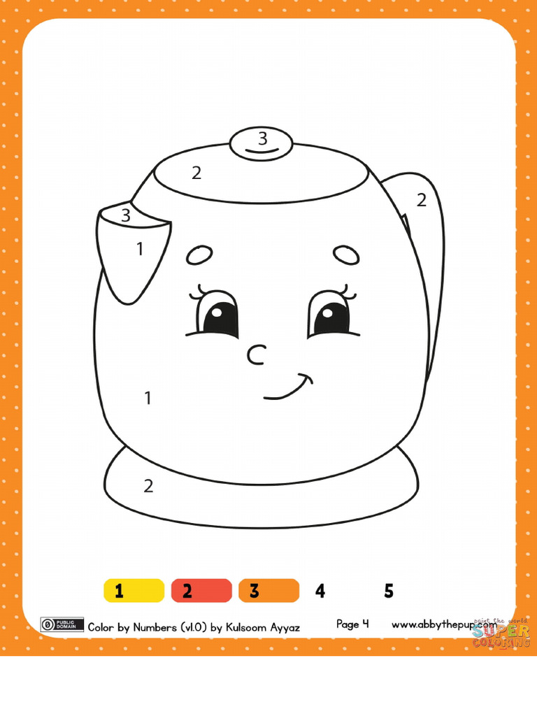 Teapot Color by Numbers 1-3 _ Free Printable Coloring Pages | PDF