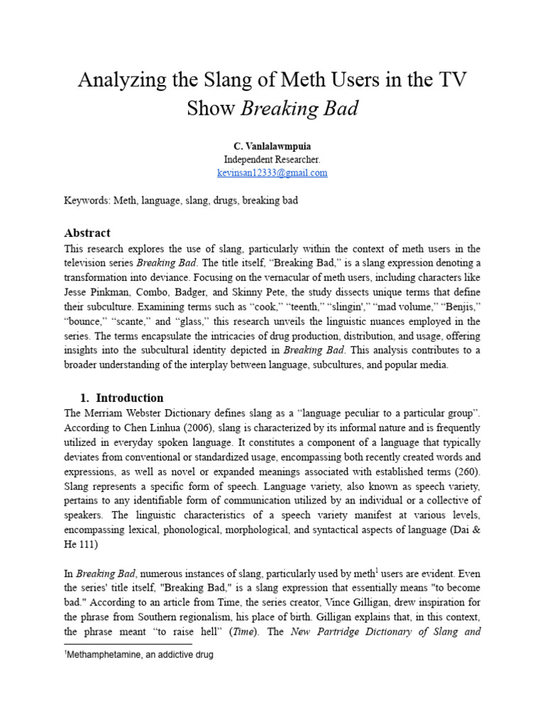 Analyzing The Slang of Meth Users in The TV Show Breaking Bad - C ...