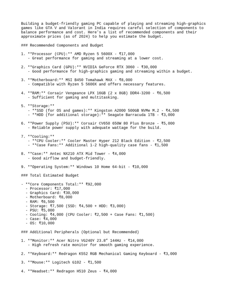Building a Budget-friendly Gaming P | PDF | Graphics Processing Unit | Computer Architecture