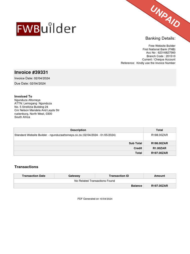 Invoice 39331 | PDF | Financial Services | Banking