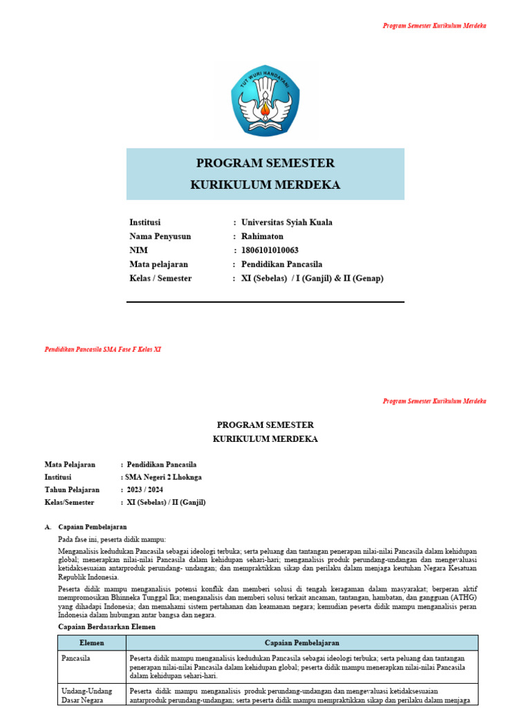 6 PROMES Kurikulum Merdeka | PDF