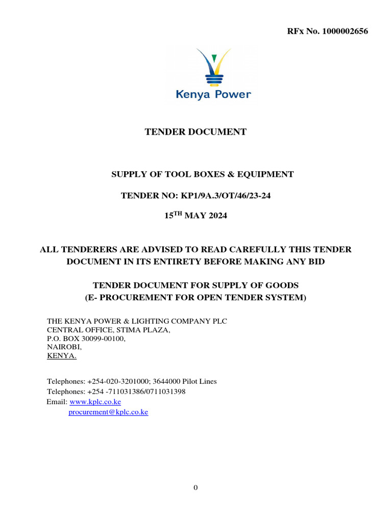 Tender Document - Supply of Tool Boxes Equipment - Kp1-9a.3-Ot-46!23!24 ...