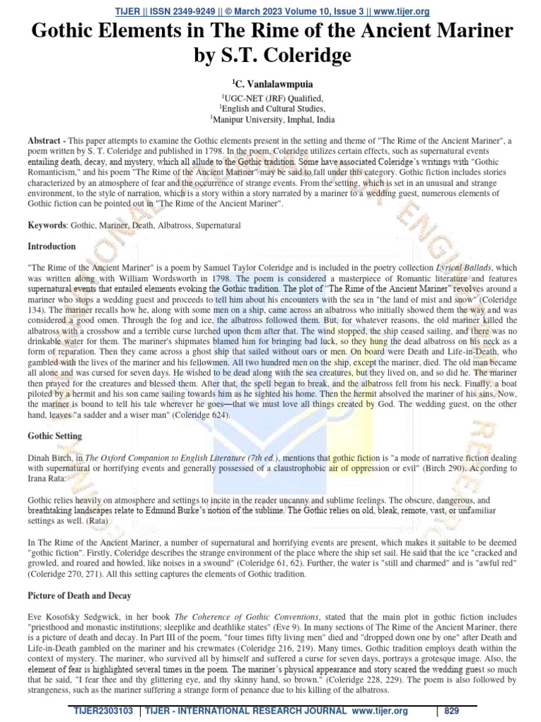 Gothic Elements in The Rime of The Ancient Mariner by S.T. Coleridge ...