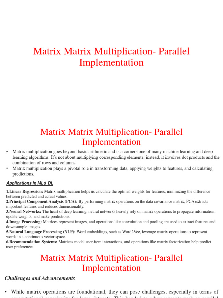 Parallel Matrix Multiplication in ML | PDF | Matrix (Mathematics) | Machine Learning