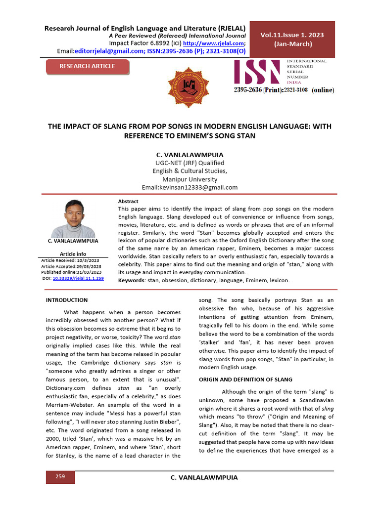 Pop Song Slang's Impact on English | PDF | Slang