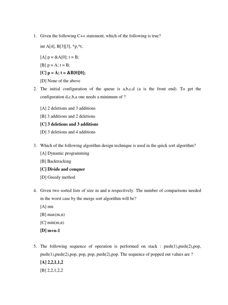 Degree Exit Exam Sample Questions | PDF | Pointer (Computer Programming) | Applied Mathematics
