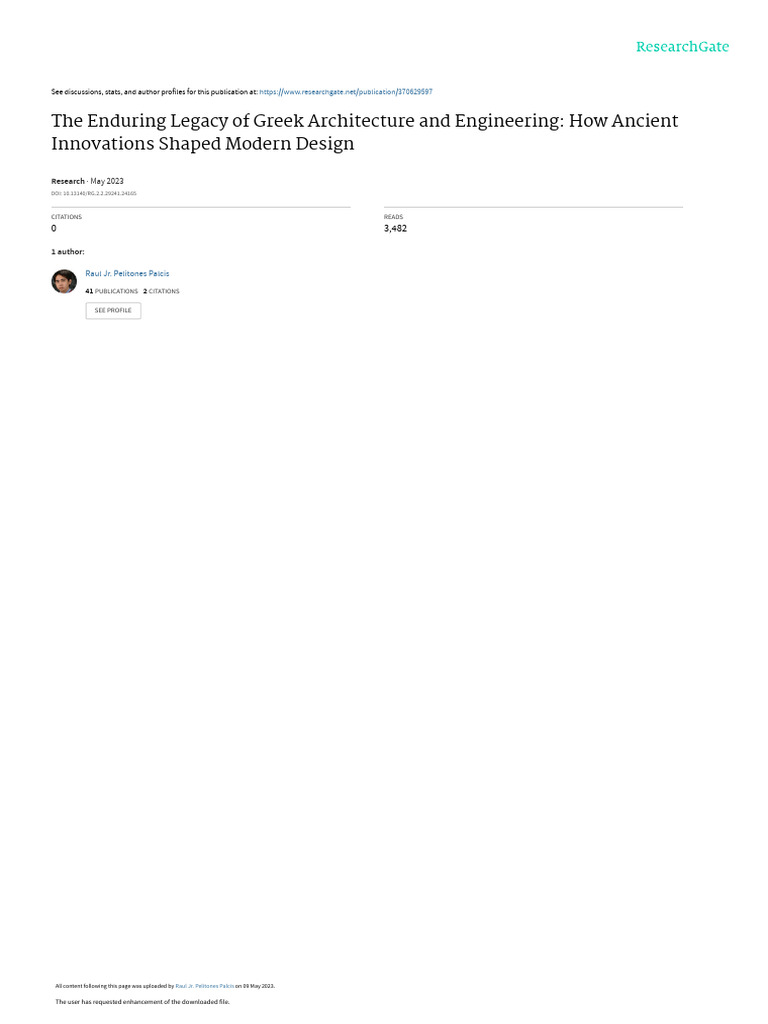 The Enduring Legacyof Greek Architectureand Engineering | PDF | Column | Engineering