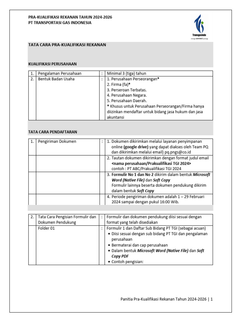 Tata Cara Pra-Kualifikasi Rekanan Tahun 2024 | PDF