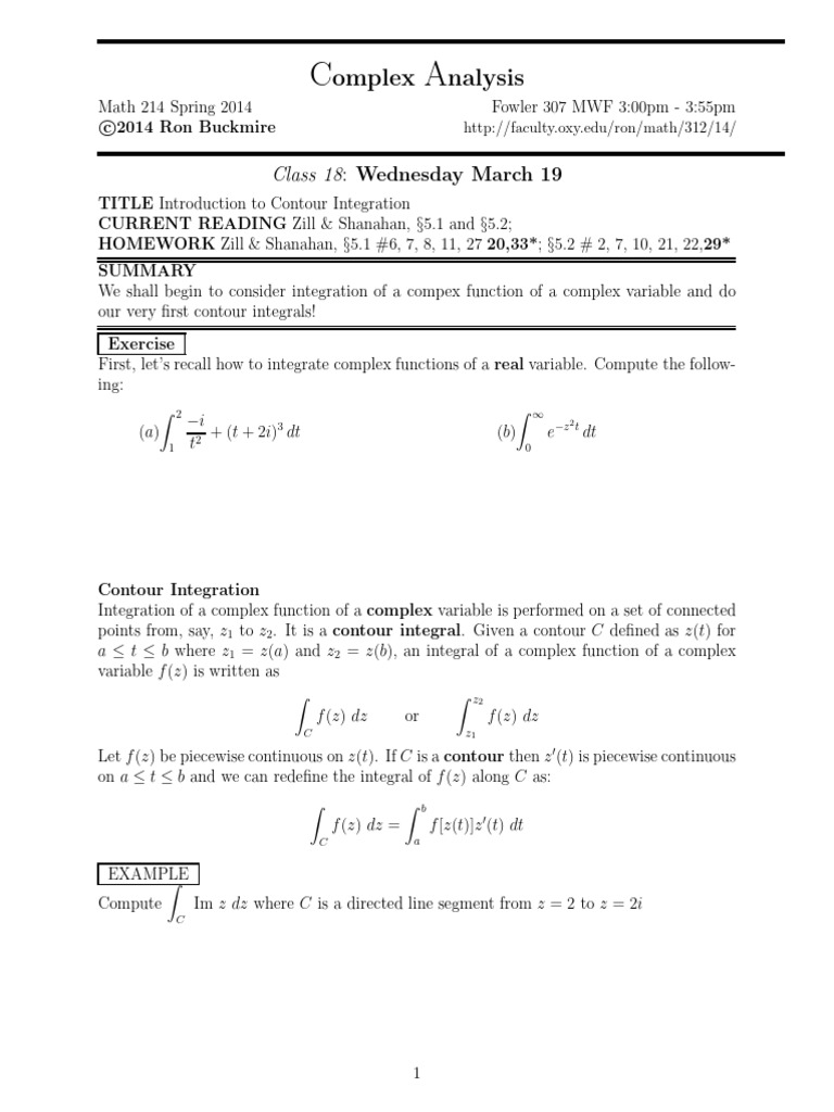 Omplex Nalysis: Class 18: Wednesday March 19 | Download Free PDF ...