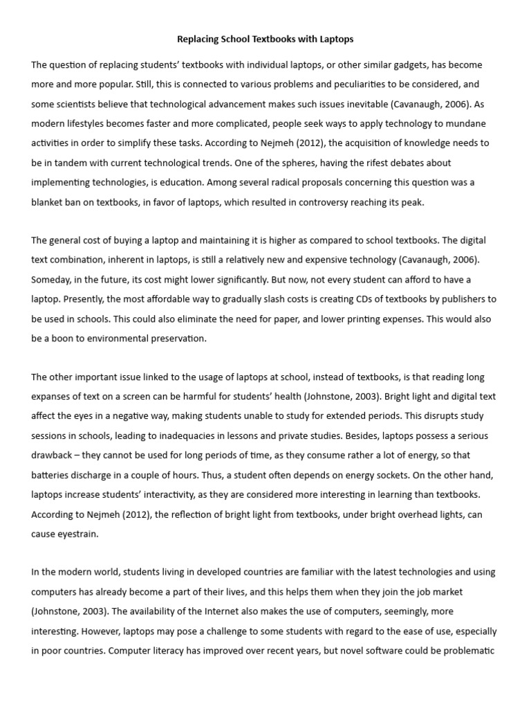 Replacing Textbooks with Laptops in Schools | PDF | Textbook | Laptop