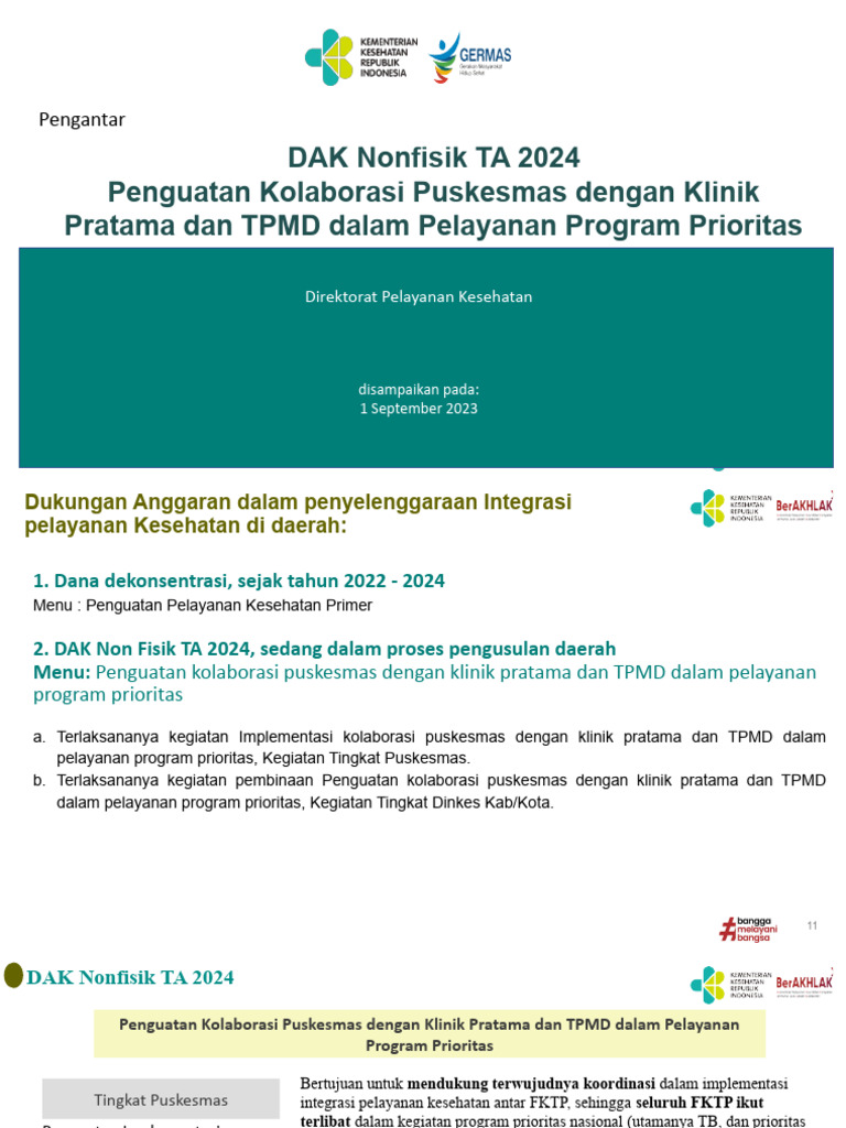 V3 - DAK NF 2024 Penguatan Kolaborasi Pelayanan Kesehata Puskesmas Dengan FKTP Lain | PDF
