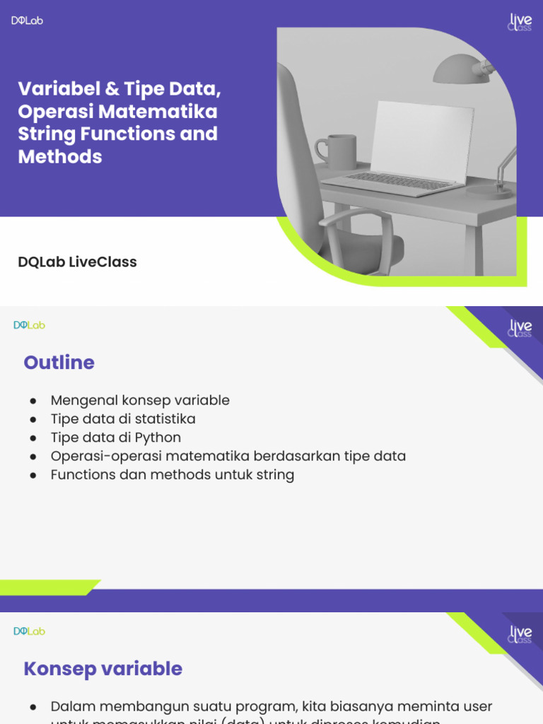 Part 2 - Variabel & Tipe Data, Operasi Matematika, Dan String Functions and Methods | PDF