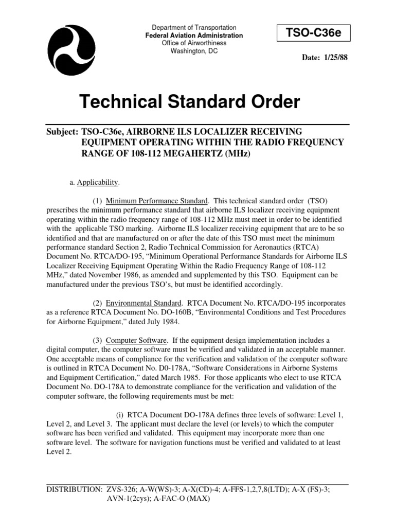 Technical Standard Order: TSO-C36e | PDF | Verification And Validation ...