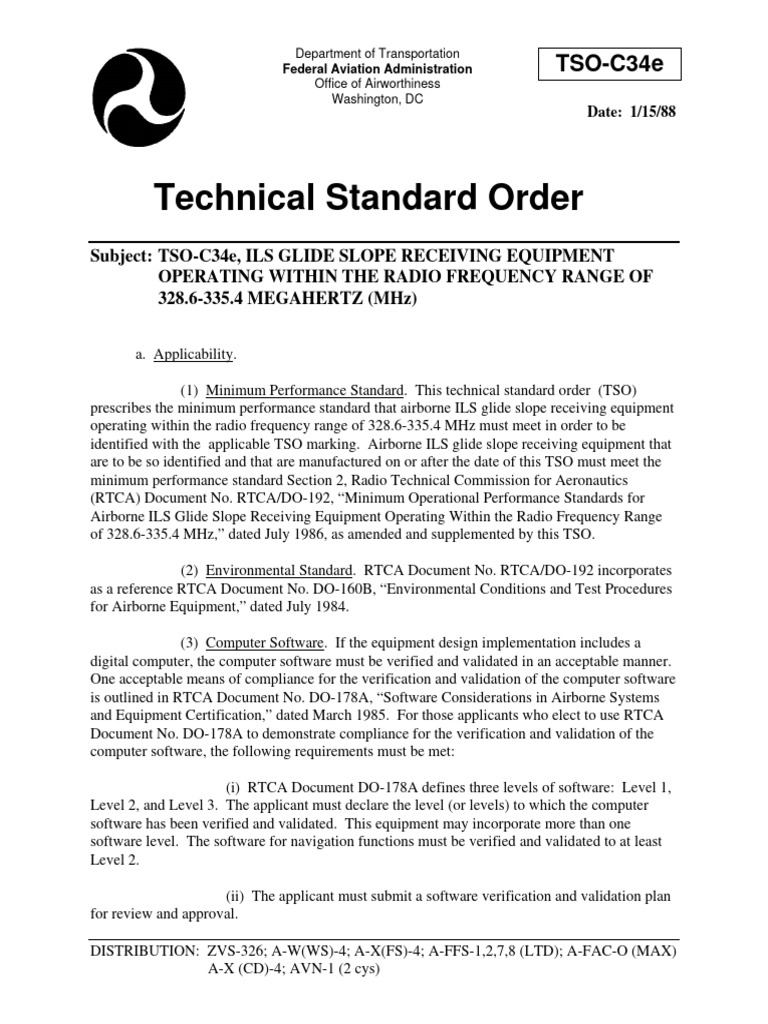 Technical Standard Order: TSO-C34e | PDF | Verification And Validation | Aviation
