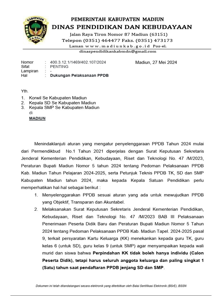 Surat PPDB 2024 | PDF