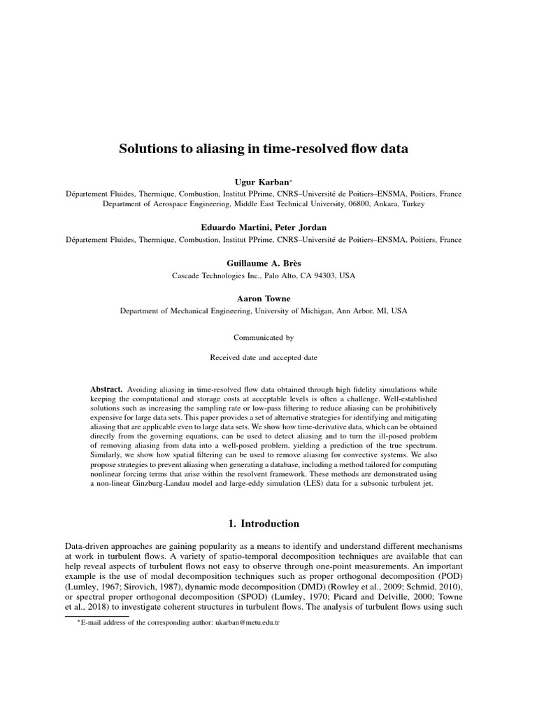 Solution To Aliasing in Time-Resolved Flow Data | PDF | Filter (Signal Processing) | Sampling ...