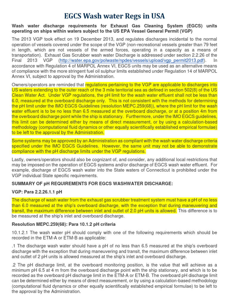 US EGCS Wash Water Discharge Rules | PDF | Pollution | Environmental ...