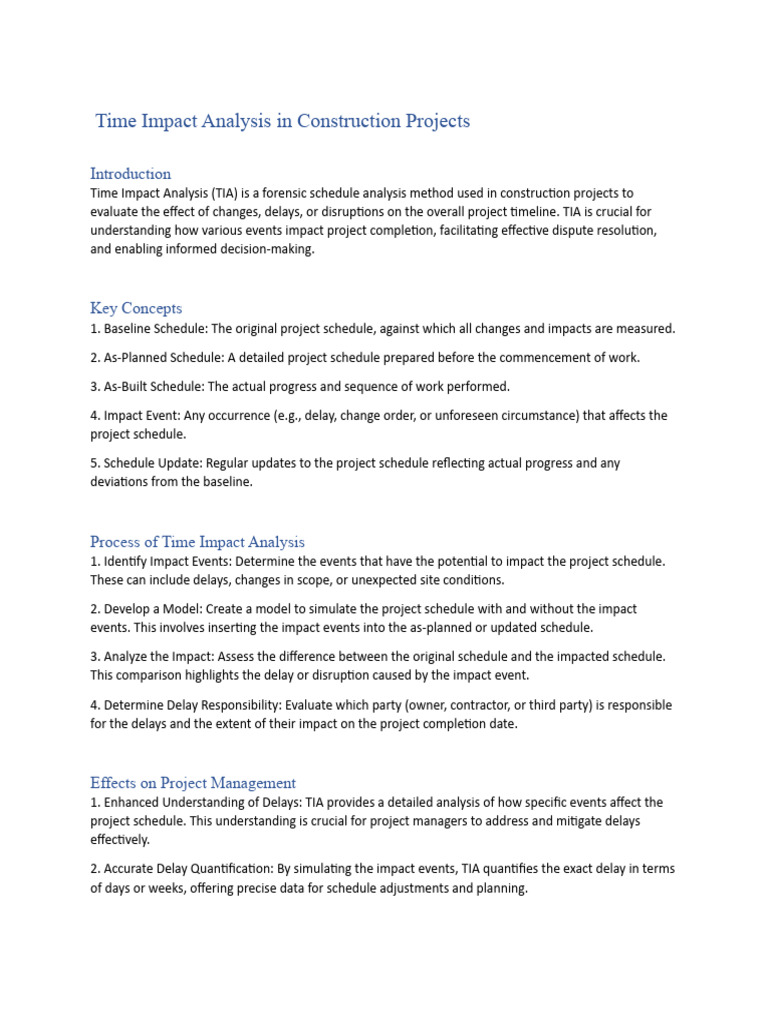 Time Impact Analysis in Construction Projects | PDF | Cost Accounting ...