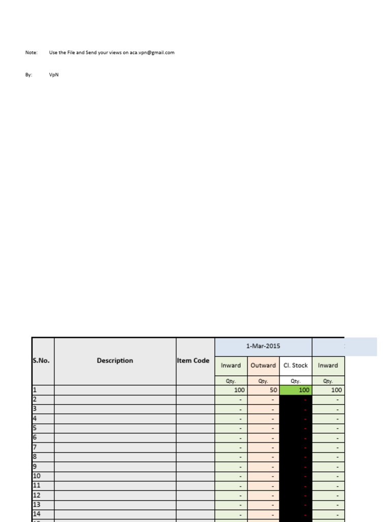 Stock Register Format | PDF