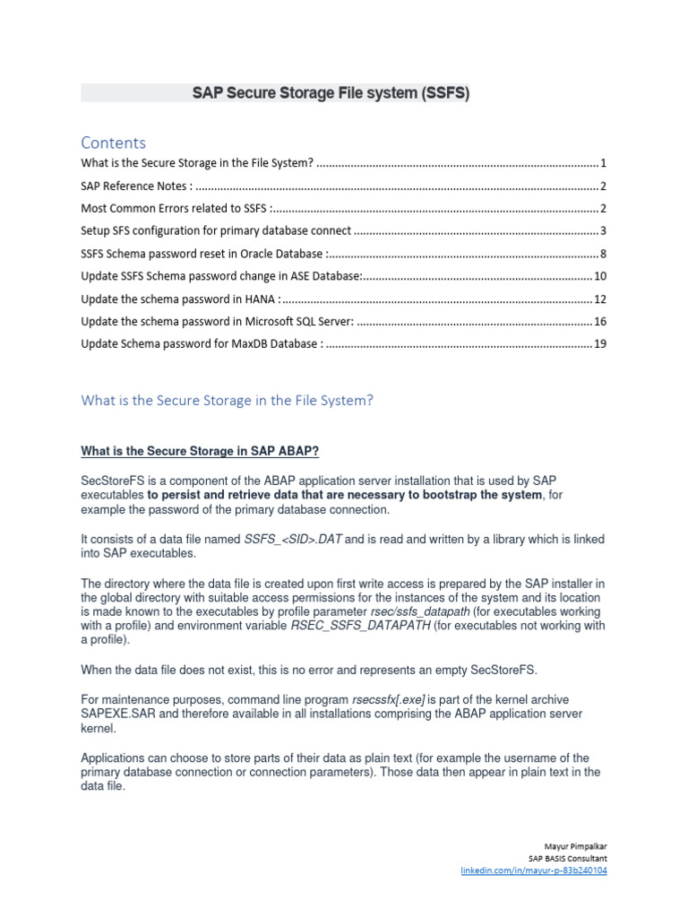 SAP Secure Storage File System SSFS 1714419703 | PDF | Databases | File ...