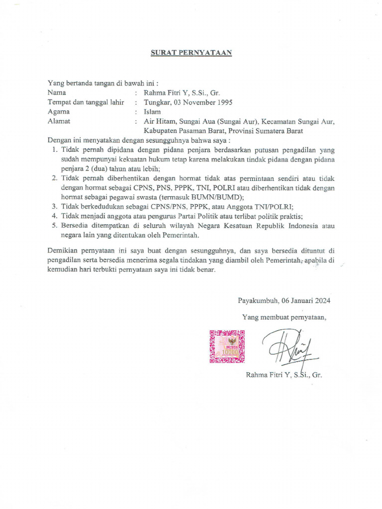 e Meterai Surat Pernyataan | PDF