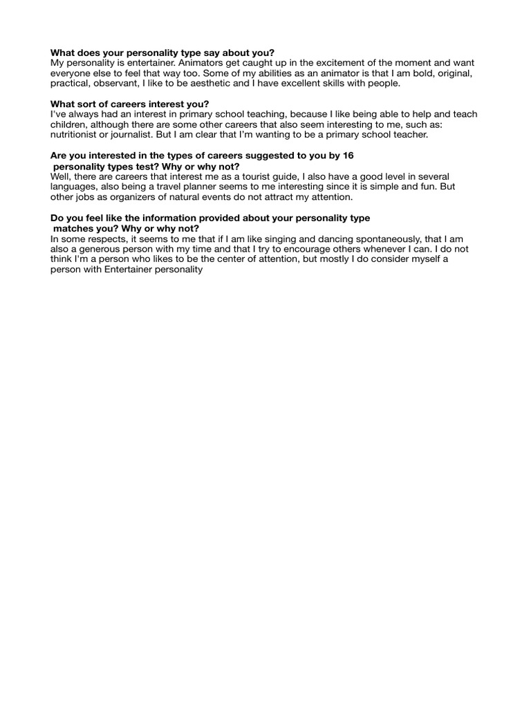 Understanding the Entertainer Personality | PDF | Career & Growth ...