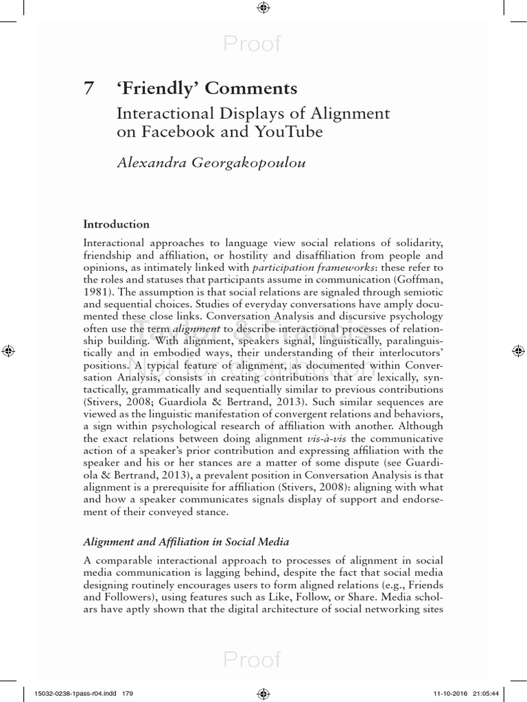 Friendly' Comments Interactional Displays of Alignment On Facebook and ...