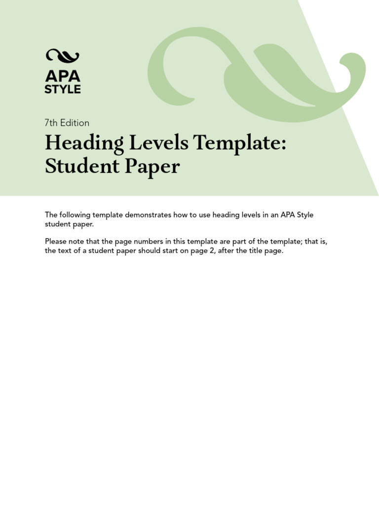 Heading Template Student Paper | PDF | Apa Style | American ...