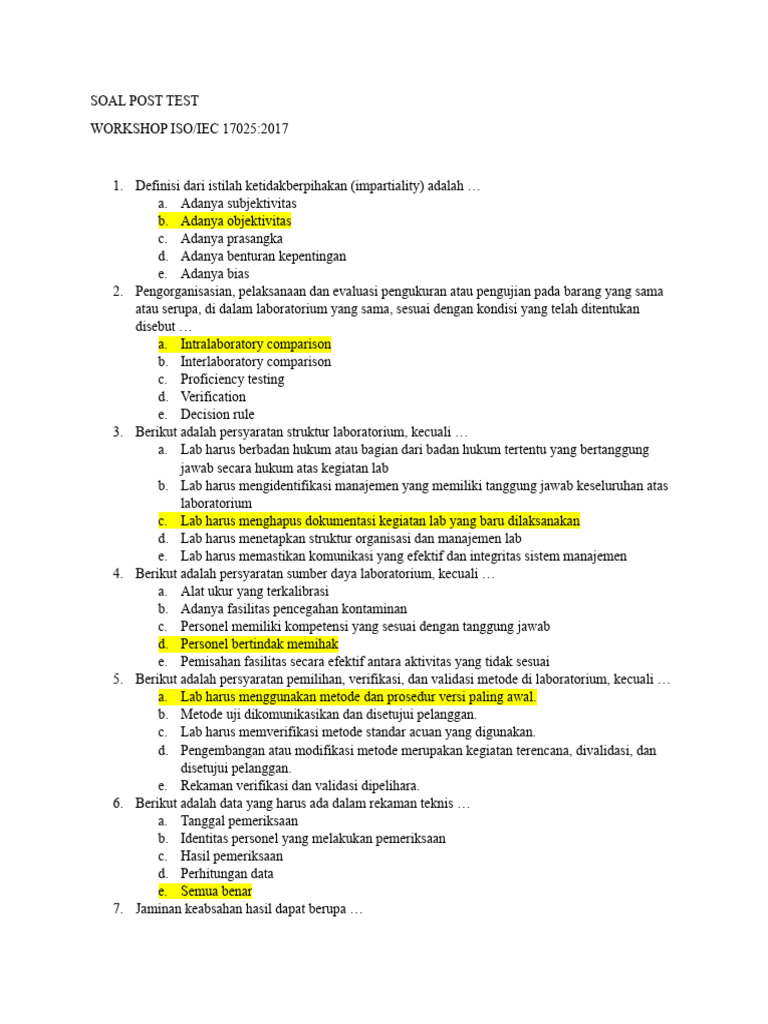 Soal Post Test | PDF