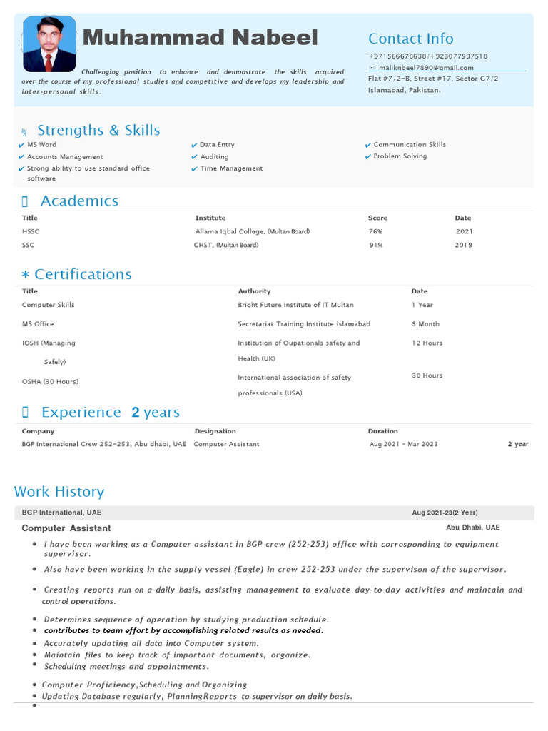 Muhmmad Nabeel Resume | PDF | Computing