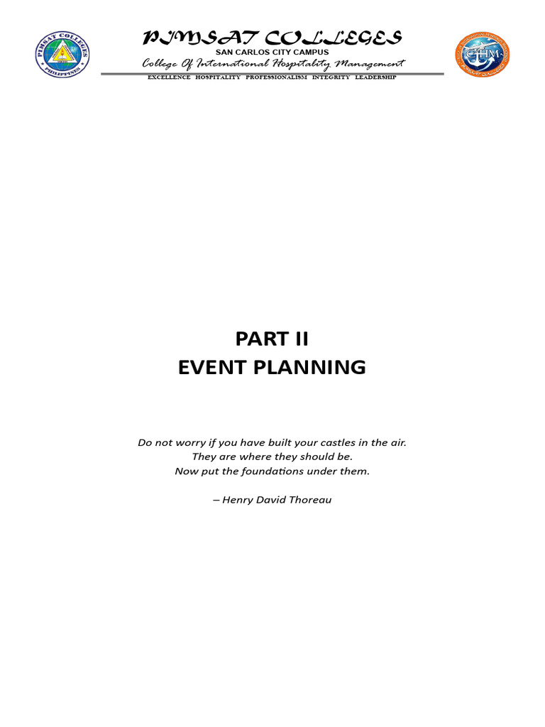 PART-ii-EVENT-PLANNING | PDF | Marketing | Marketing Strategy