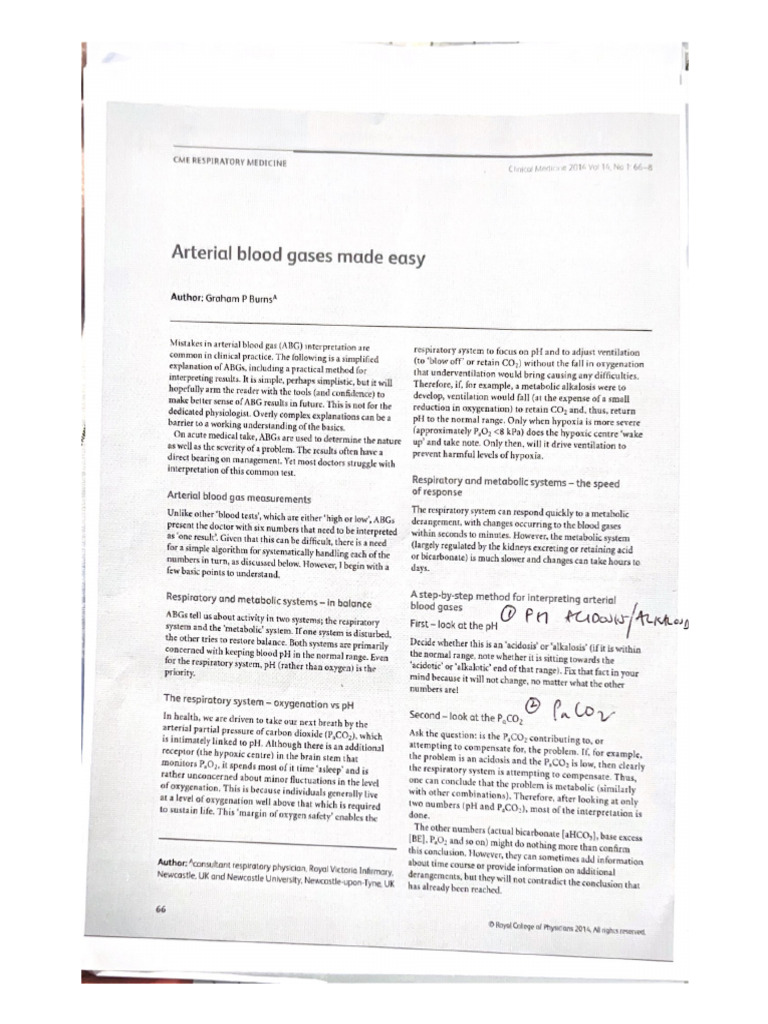 Arterial Blood Gases Made Easy | PDF