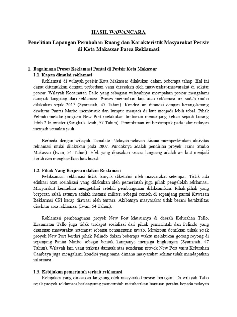 Transkripsi Hasil Wawancara | PDF