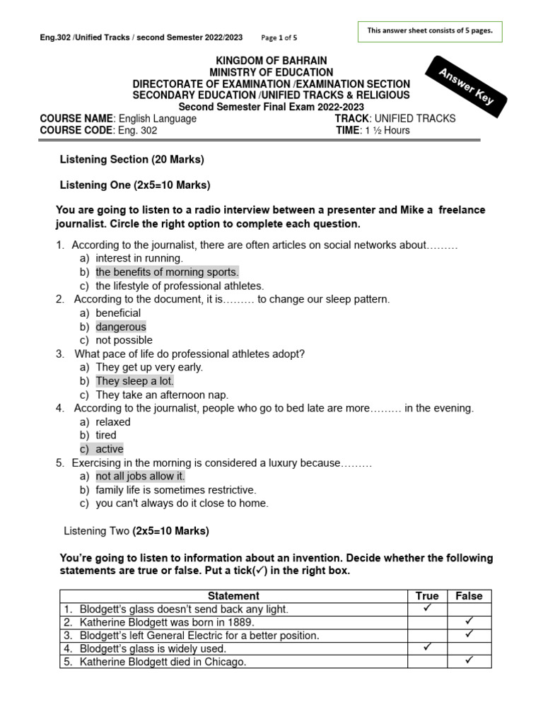 Eng 302 Model Answer | Download Free PDF | Books | Human Communication