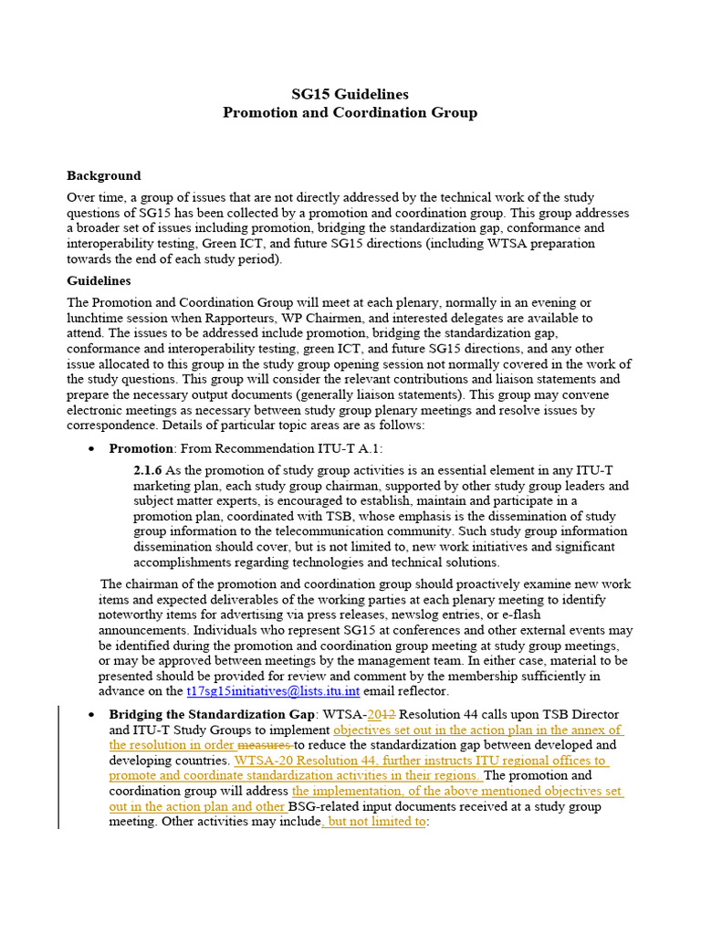 SG15 - Promotion - Coordination - MAB | PDF | Itu T