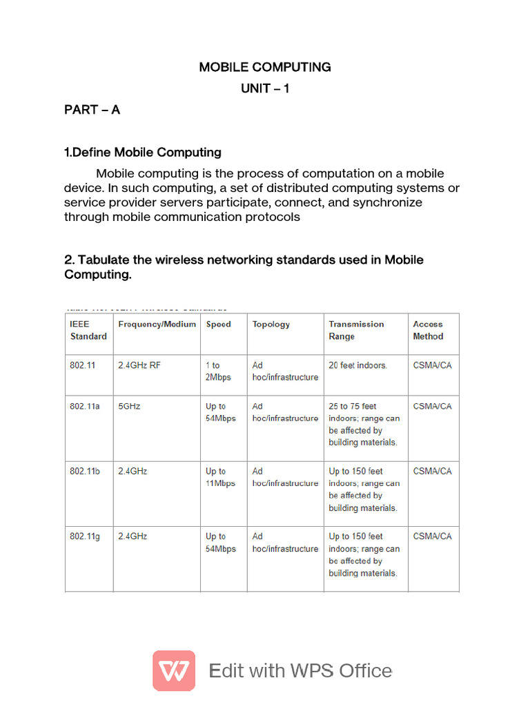 MC Unit - 1 | PDF | Computer Network | Osi Model