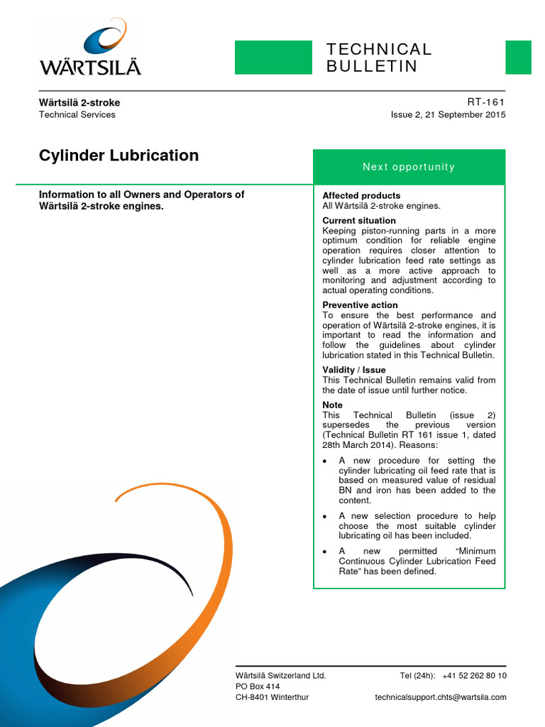 Wartsila Cylinder Lubrication | Download Free PDF | Piston | Cylinder (Engine)