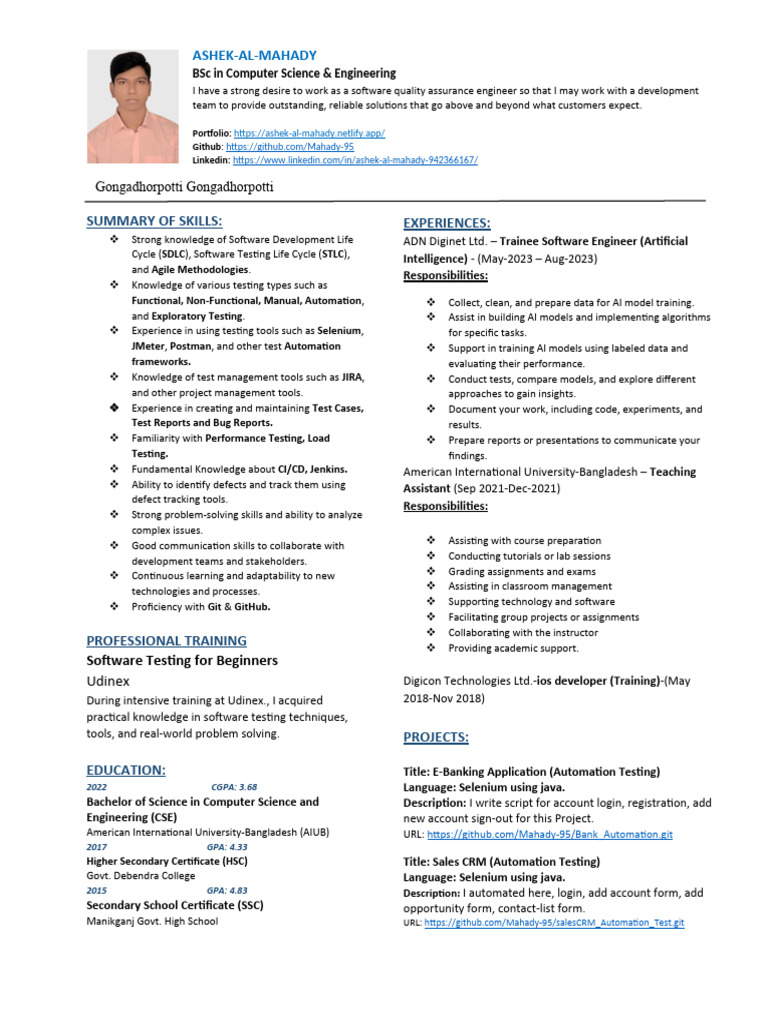 CV Format | PDF | Software Development Process | Software Testing CV Format | PDF | Software Development Process | Software Testing