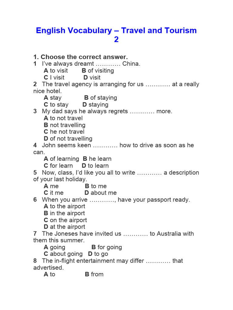 IKASLE Ainhoa Tecchi - Vocabulary B2 TRAVEL AND TOURISM 2 | PDF