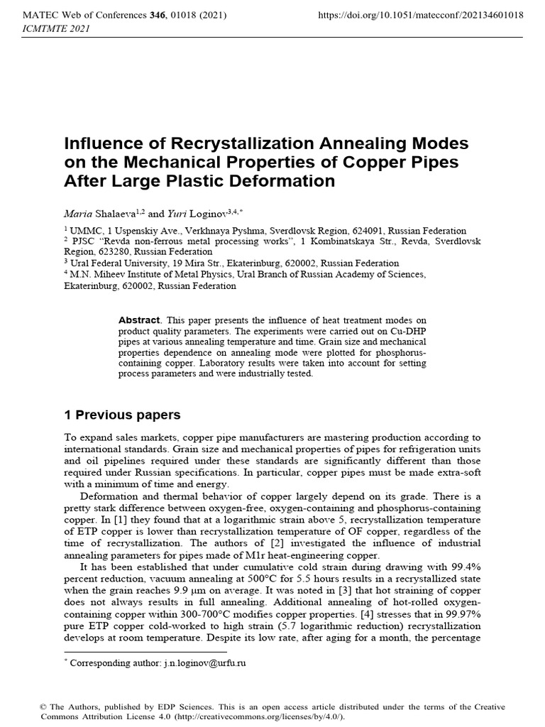 Influence of Recrystallization Annealing Modes On | PDF | Strength Of ...