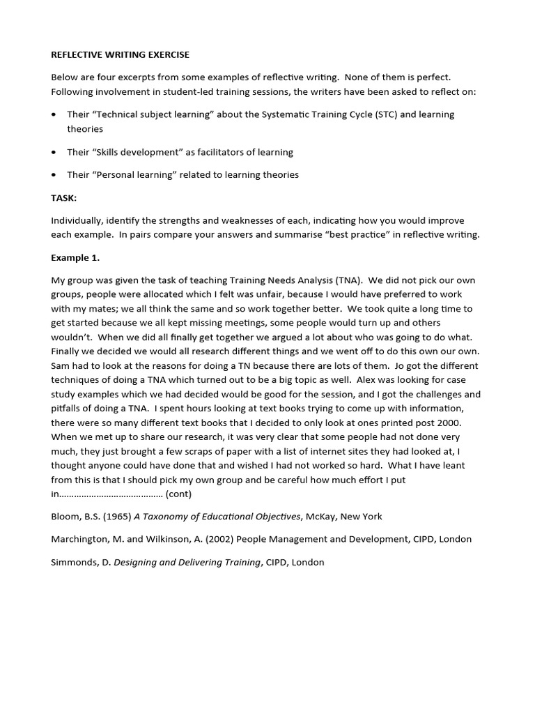 Reflective Writing on Training Skills | PDF | Learning | Cognition