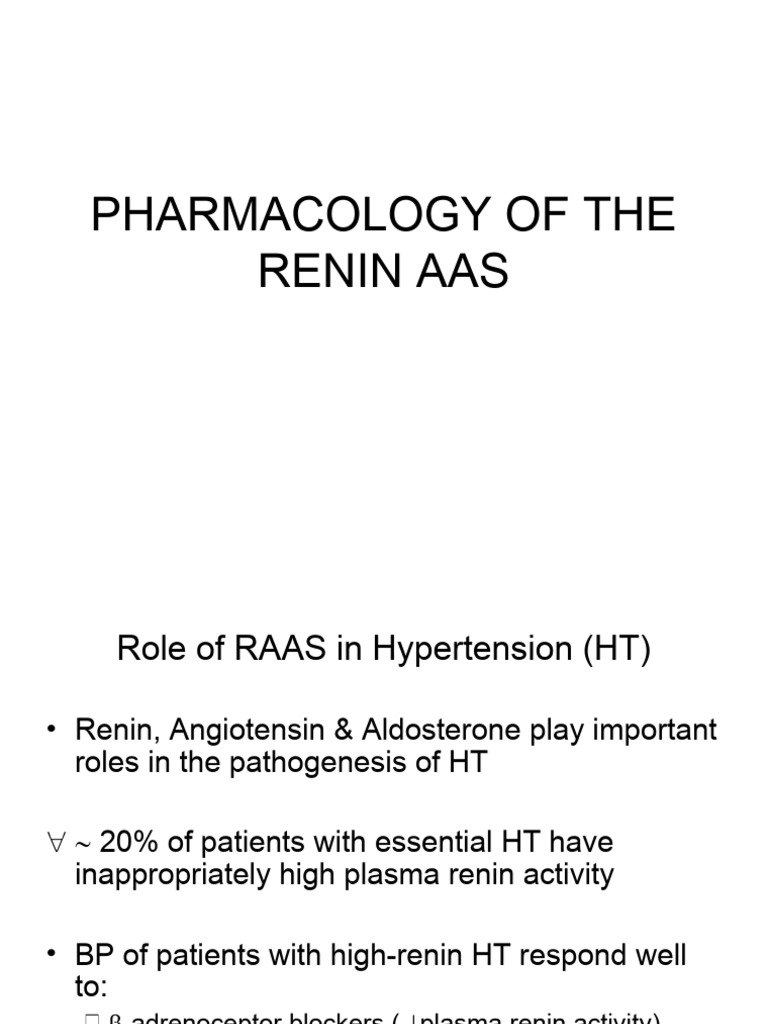 Pharmacology of Raas | PDF | Angiotensin | Endocrine System