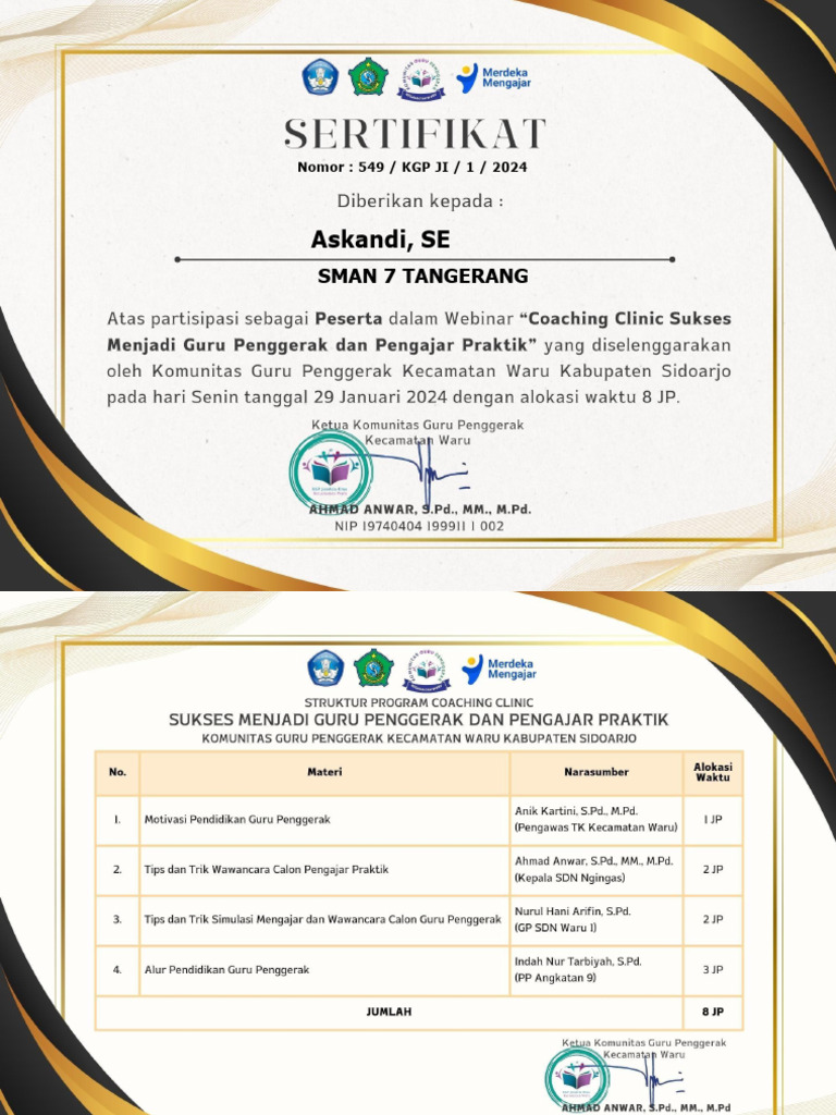 Sertifikat Askandi 8 JP | PDF