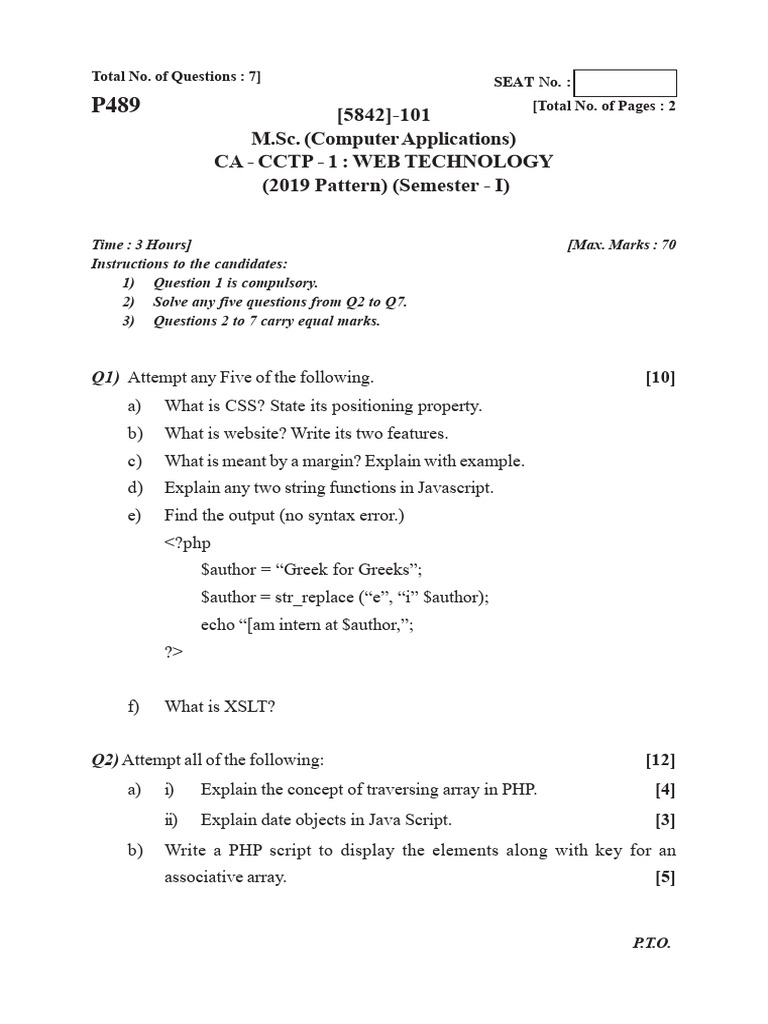 M.Sc. (COMPUTER APPLICATION) 2019 PATTERN | PDF | Java Script | Method (Computer Programming)