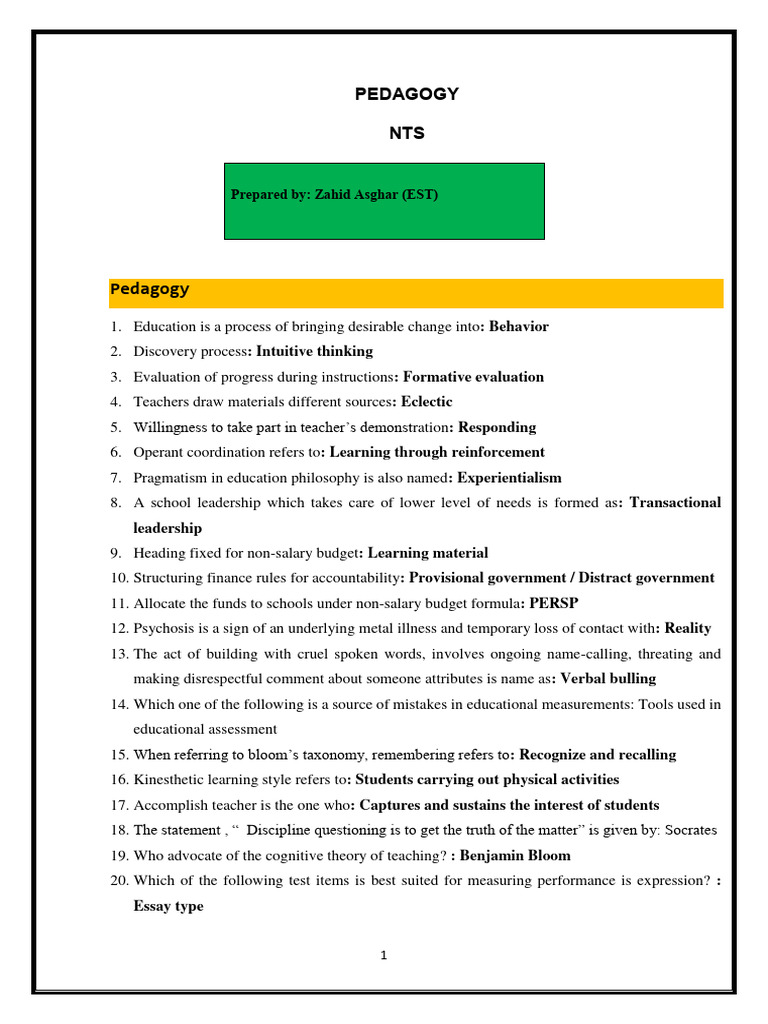 NTS Past Papers-1 | PDF | Learning | Educational Assessment